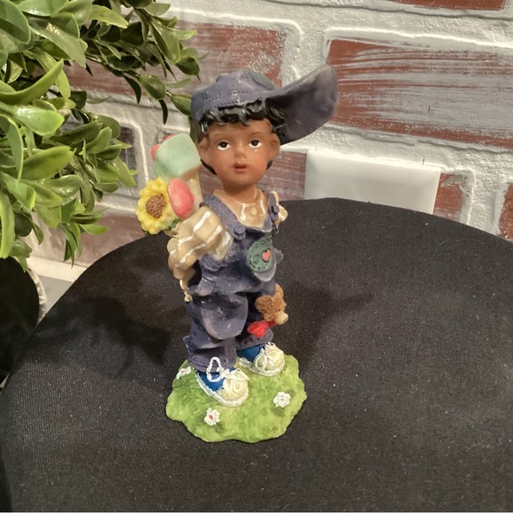 Accents | 525 Little Boy Figurine Hiding Flowers Behind His Back Resin ...